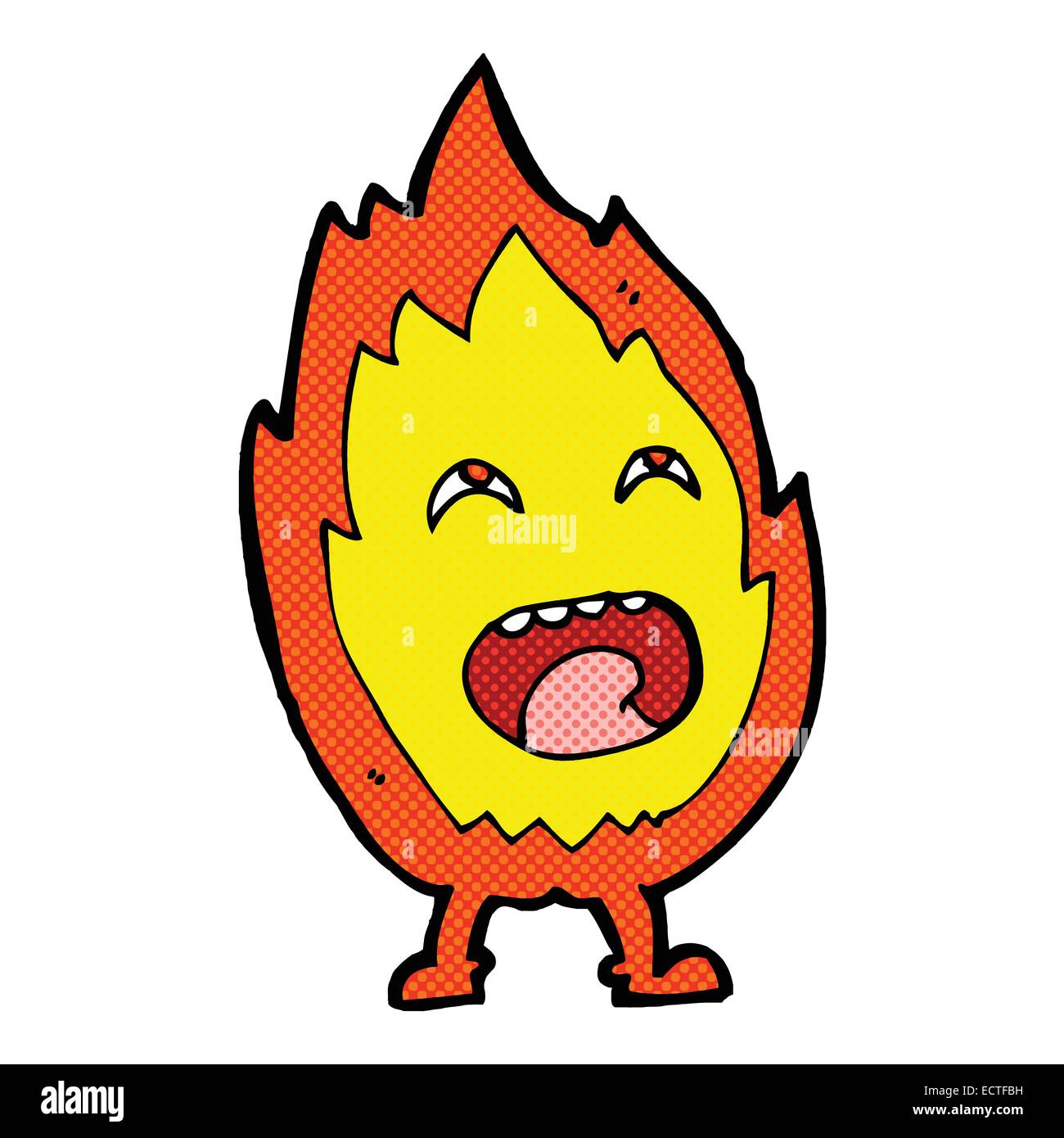 retro comic book style cartoon flame character Stock Vector Image & Art ...