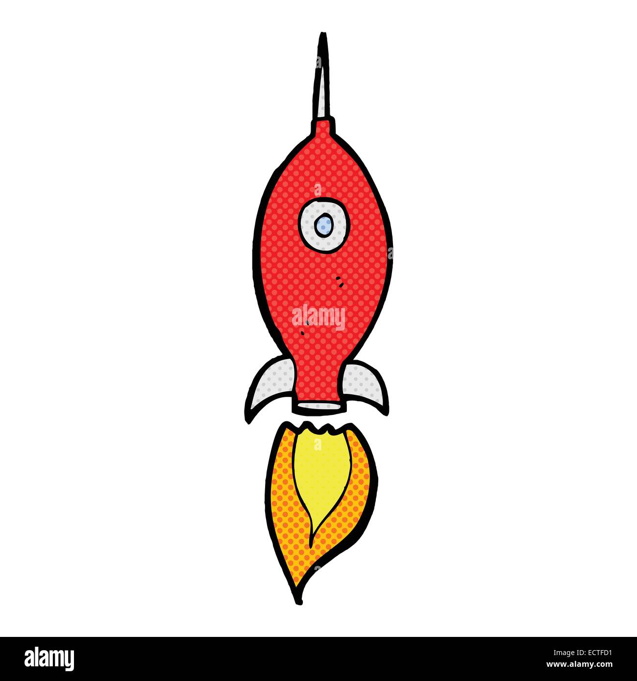 retro comic book style cartoon space rocket Stock Vector Image & Art ...