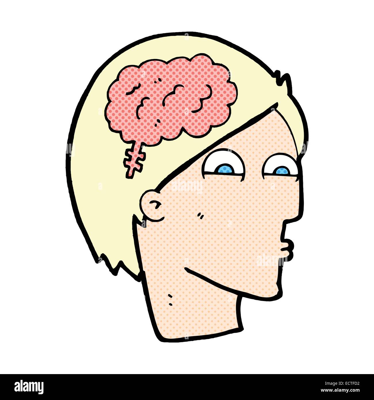 retro comic book style cartoon head with brain symbol Stock Vector ...