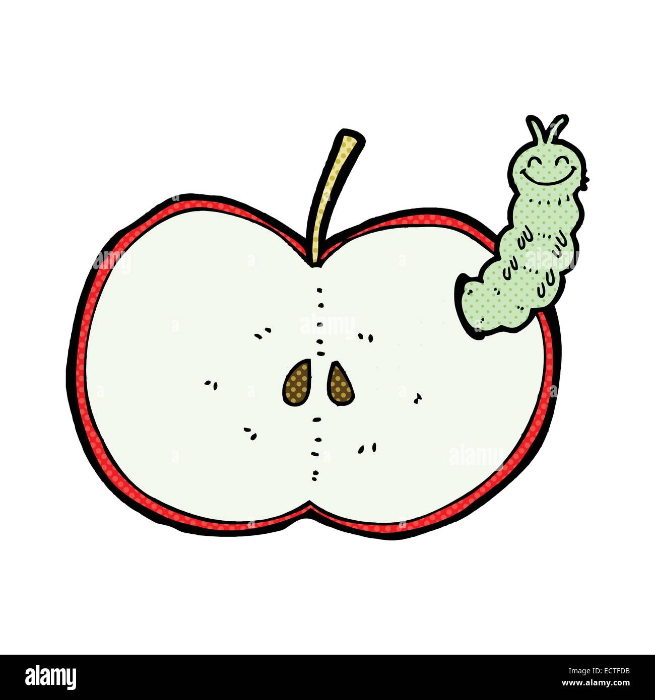 retro comic book style cartoon bug eating apple Stock Vector Image ...