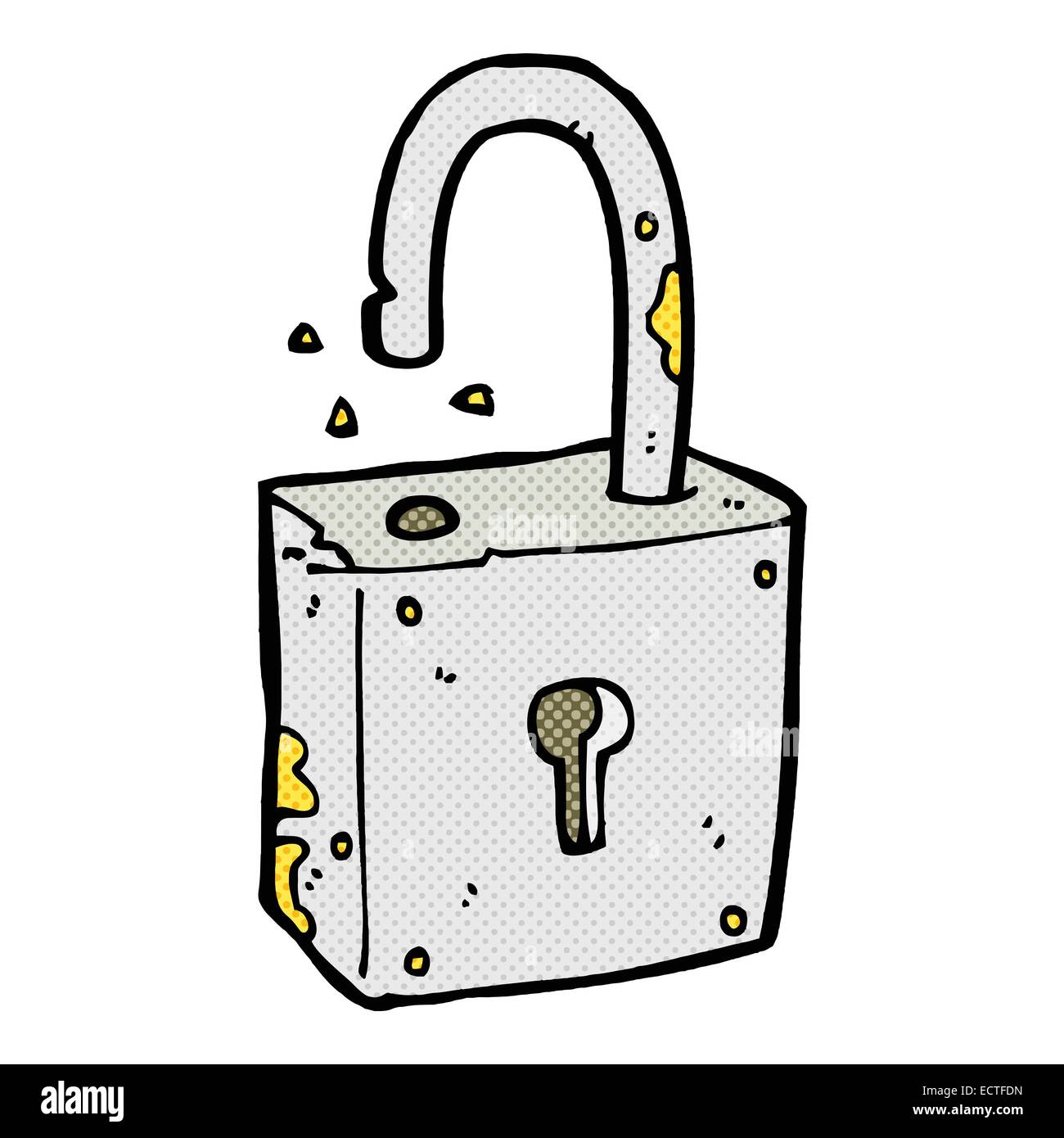 retro comic book style cartoon rusty old padlock Stock Vector Image ...