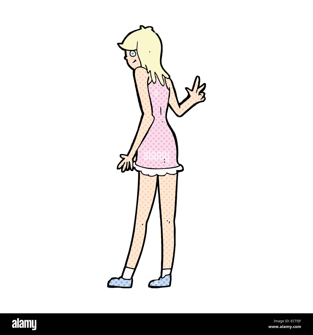 retro comic book style cartoon woman waving Stock Vector Image & Art ...