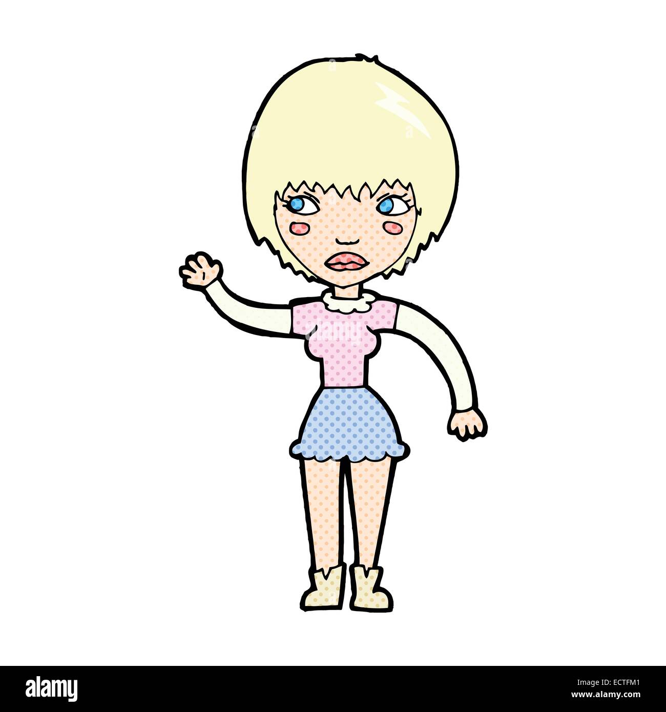 retro comic book style cartoon waving woman Stock Vector Image & Art ...