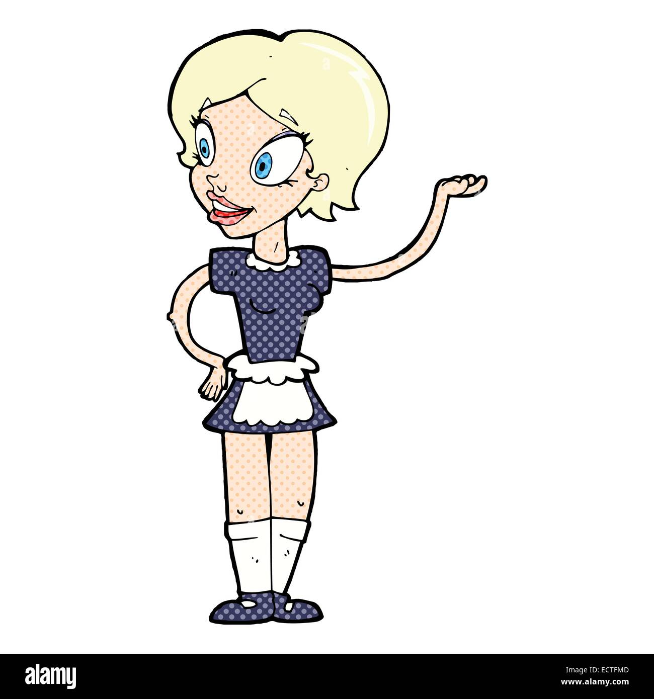 retro comic book style cartoon woman in maid costume Stock Vector Image ...