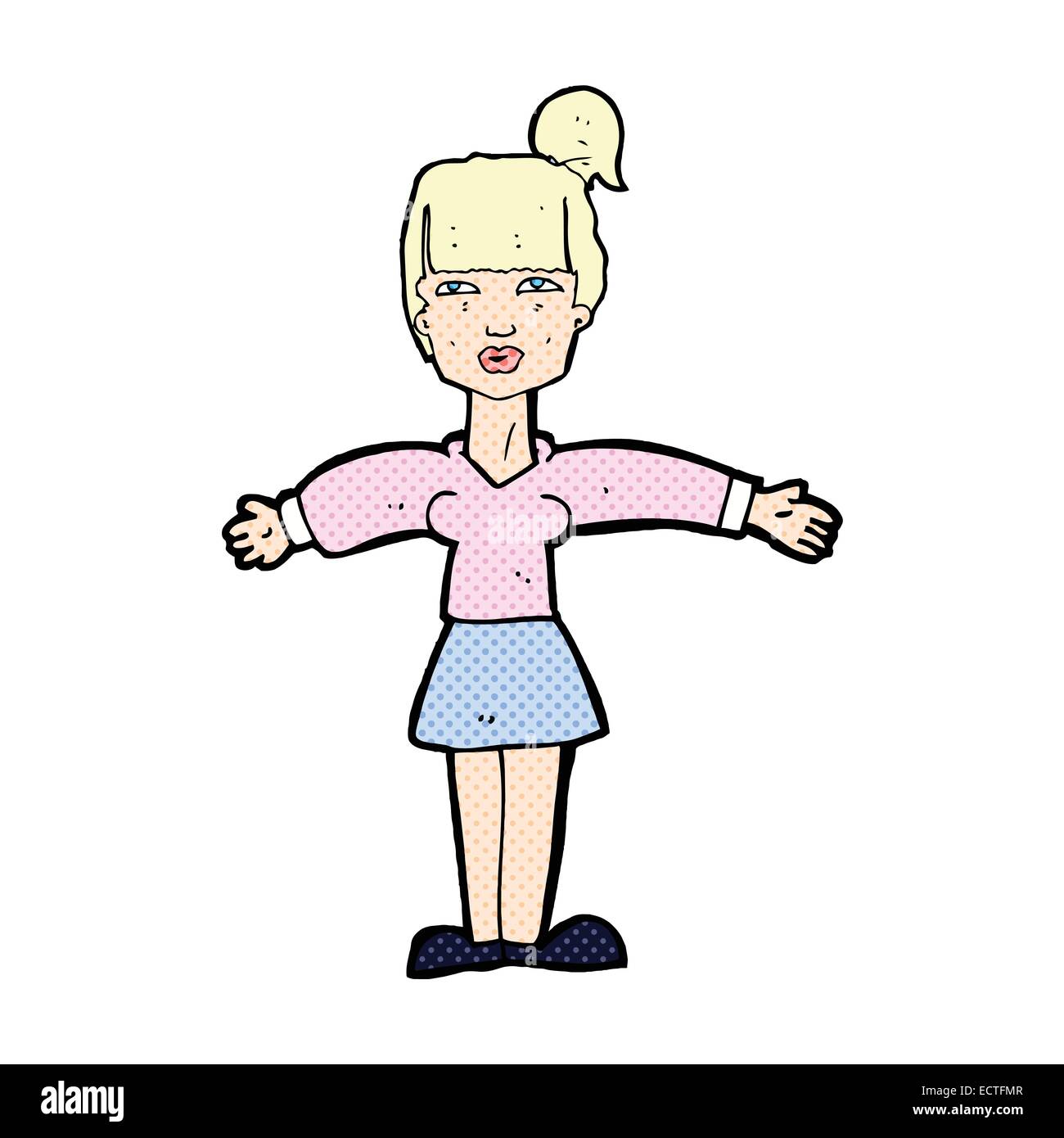 retro comic book style cartoon woman shrugging shoulders Stock Vector ...