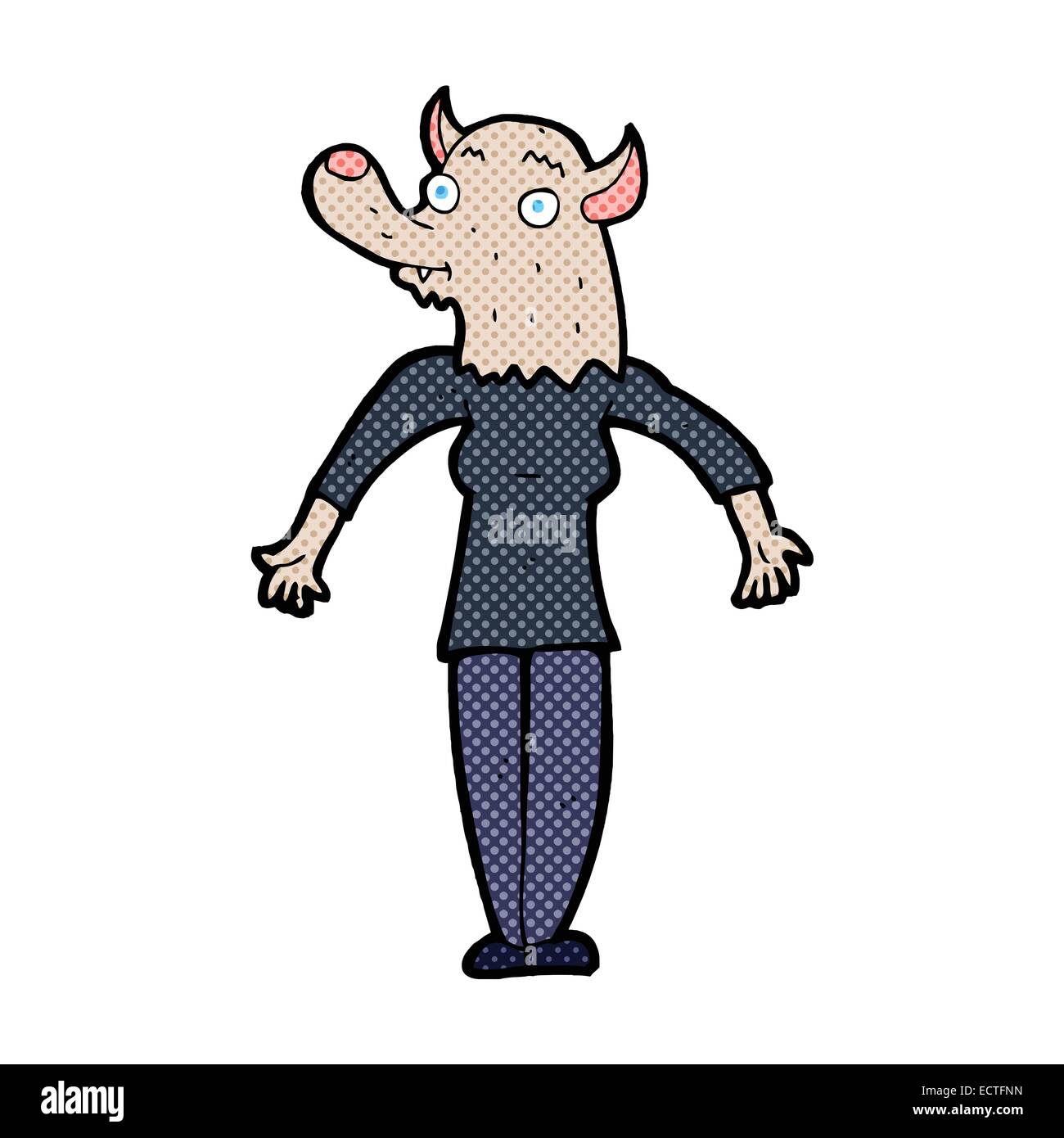 retro comic book style cartoon werewolf woman Stock Vector Image & Art ...