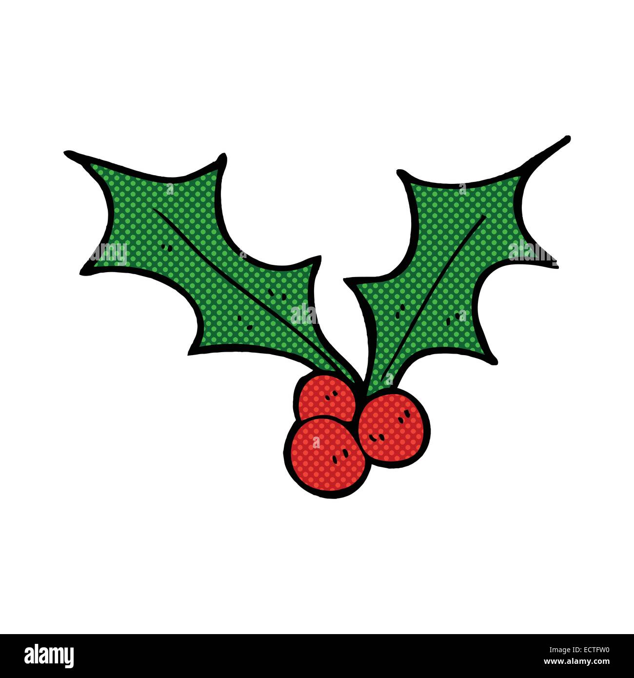 retro comic book style cartoon christmas holly Stock Vector Image & Art ...