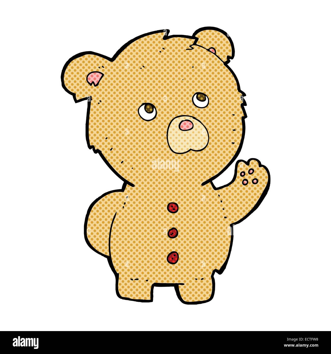 retro comic book style cartoon waving teddy bear Stock Vector Image ...