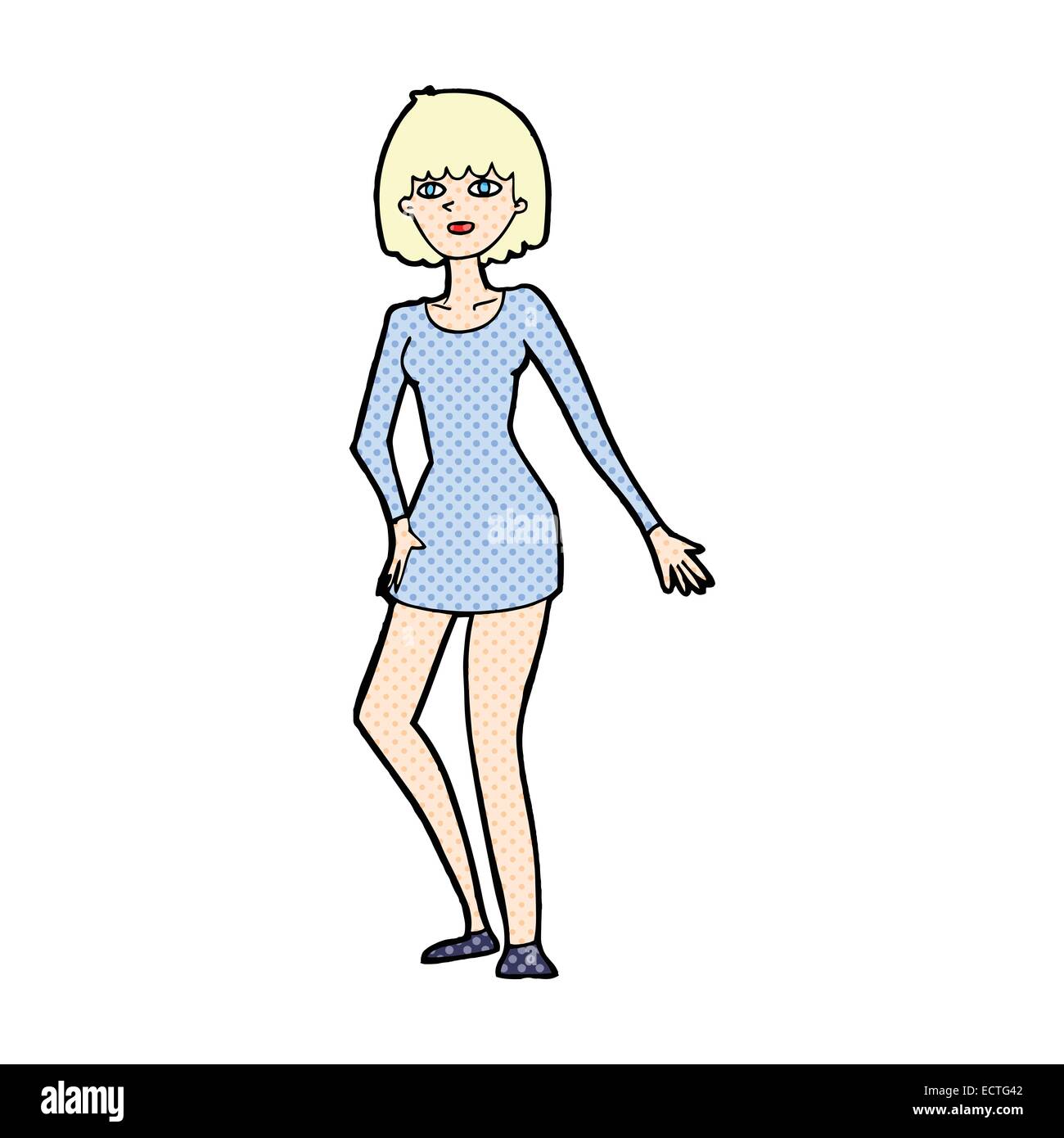 retro comic book style cartoon woman in dress Stock Vector Image & Art ...