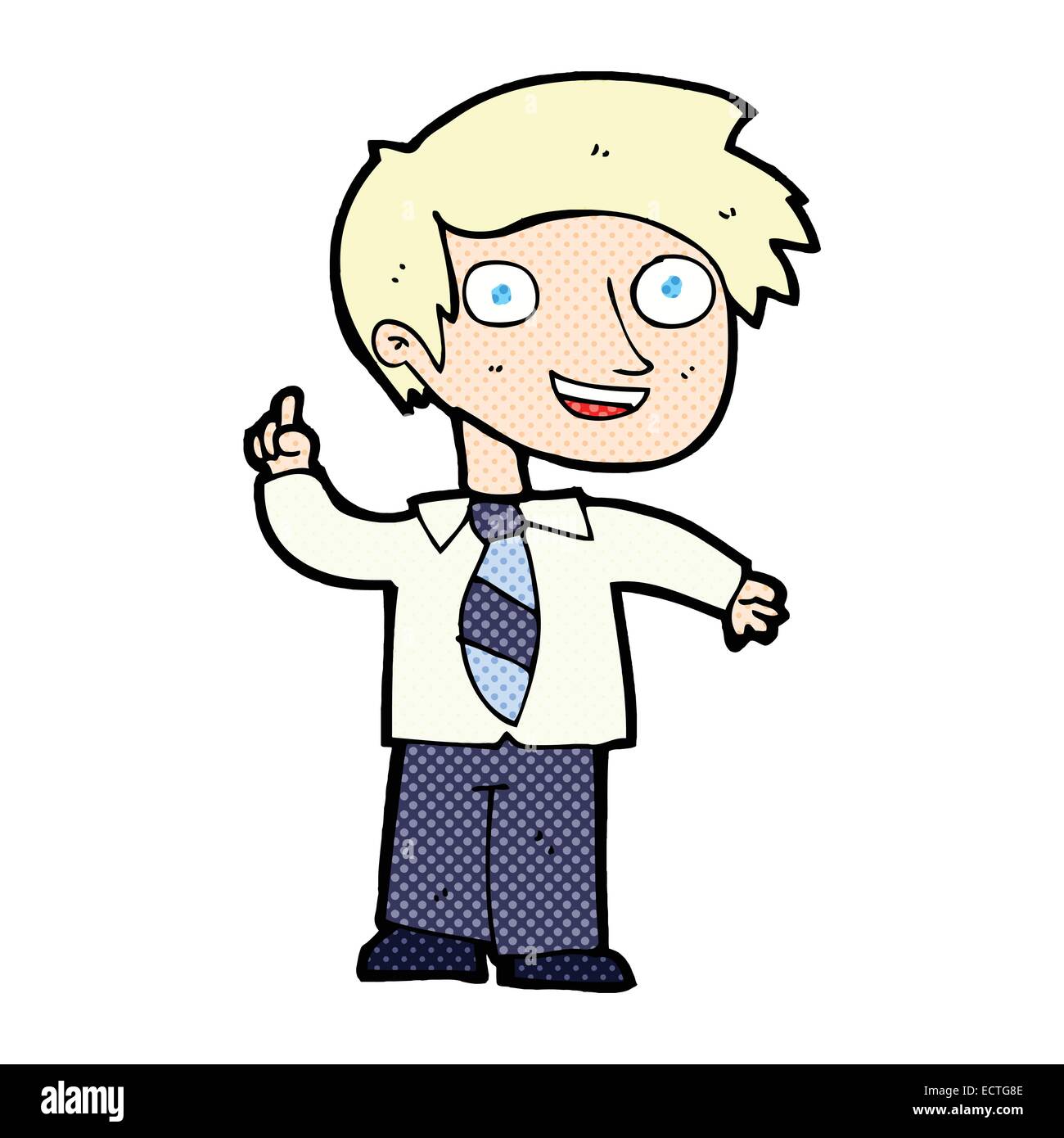 retro comic book style cartoon school boy with idea Stock Vector Image ...