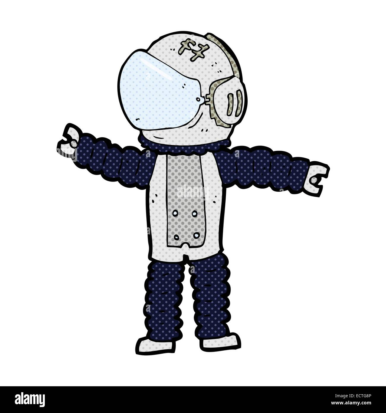 retro comic book style cartoon astronaut reaching Stock Vector Image ...