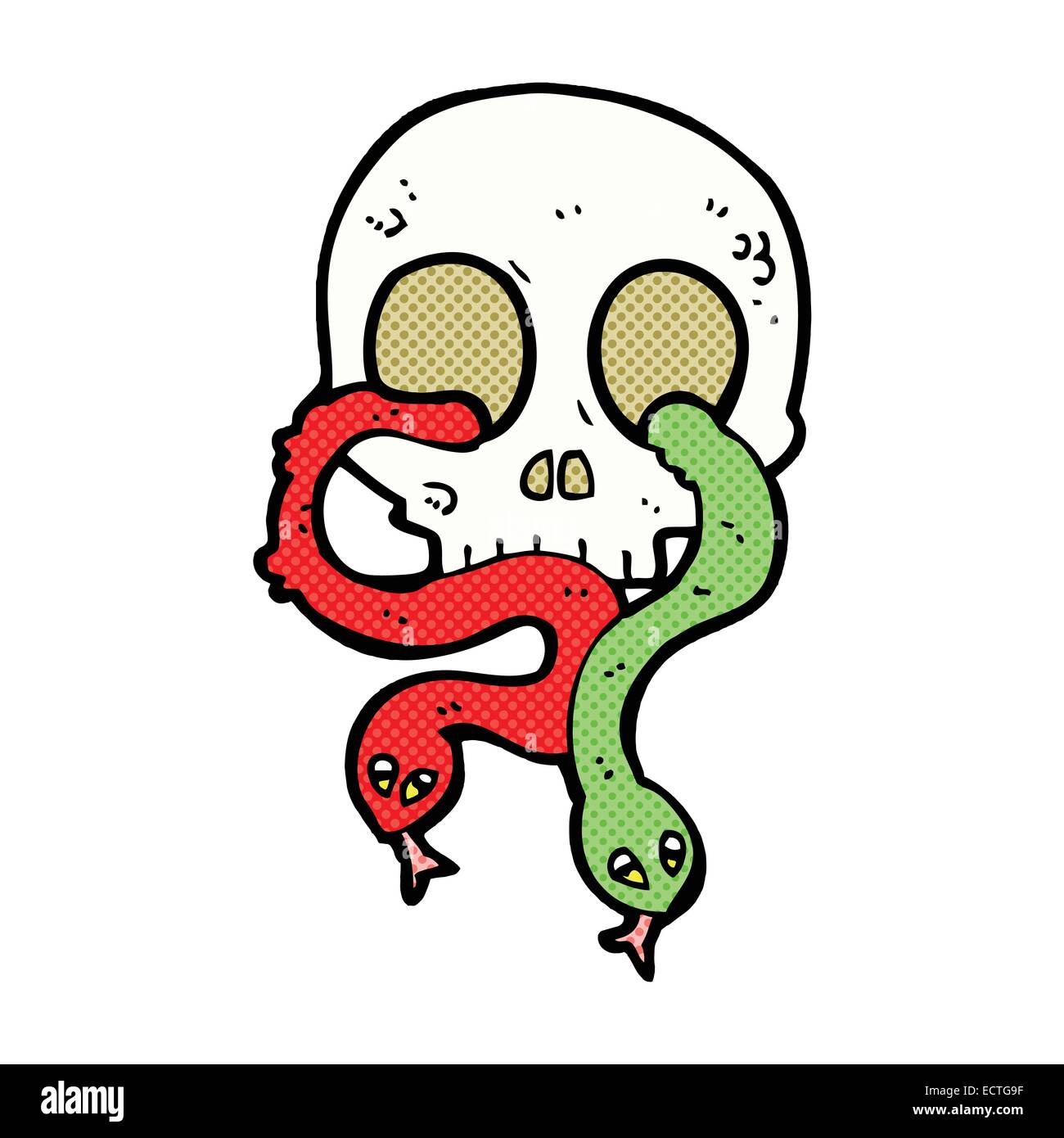 retro comic book style cartoon skull with snakes Stock Vector Image ...