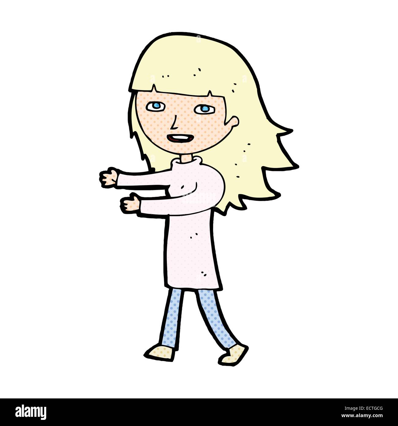retro comic book style cartoon happy girl Stock Vector Image & Art - Alamy