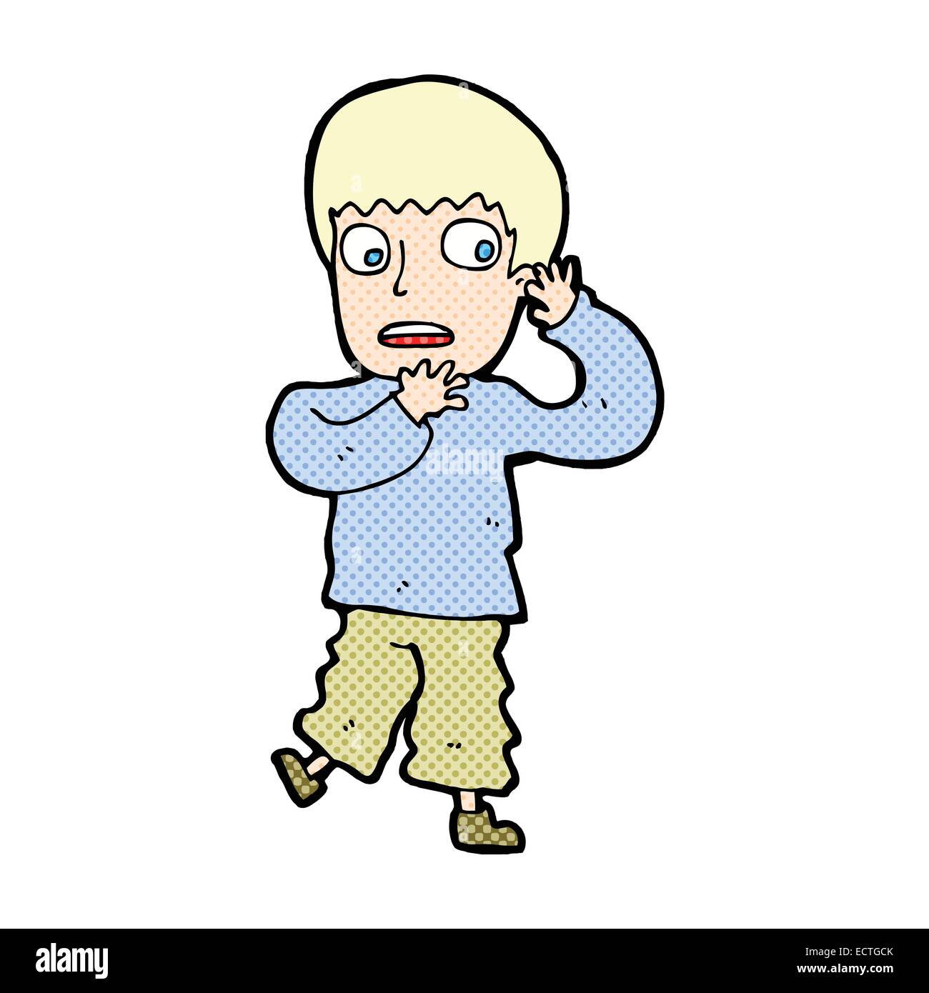 retro comic book style cartoon frightened boy Stock Vector Image & Art ...
