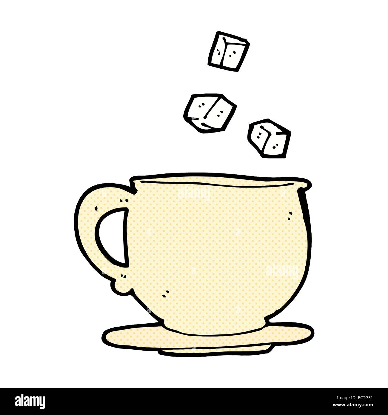retro comic book style cartoon tea cup with sugar cubes Stock Vector ...