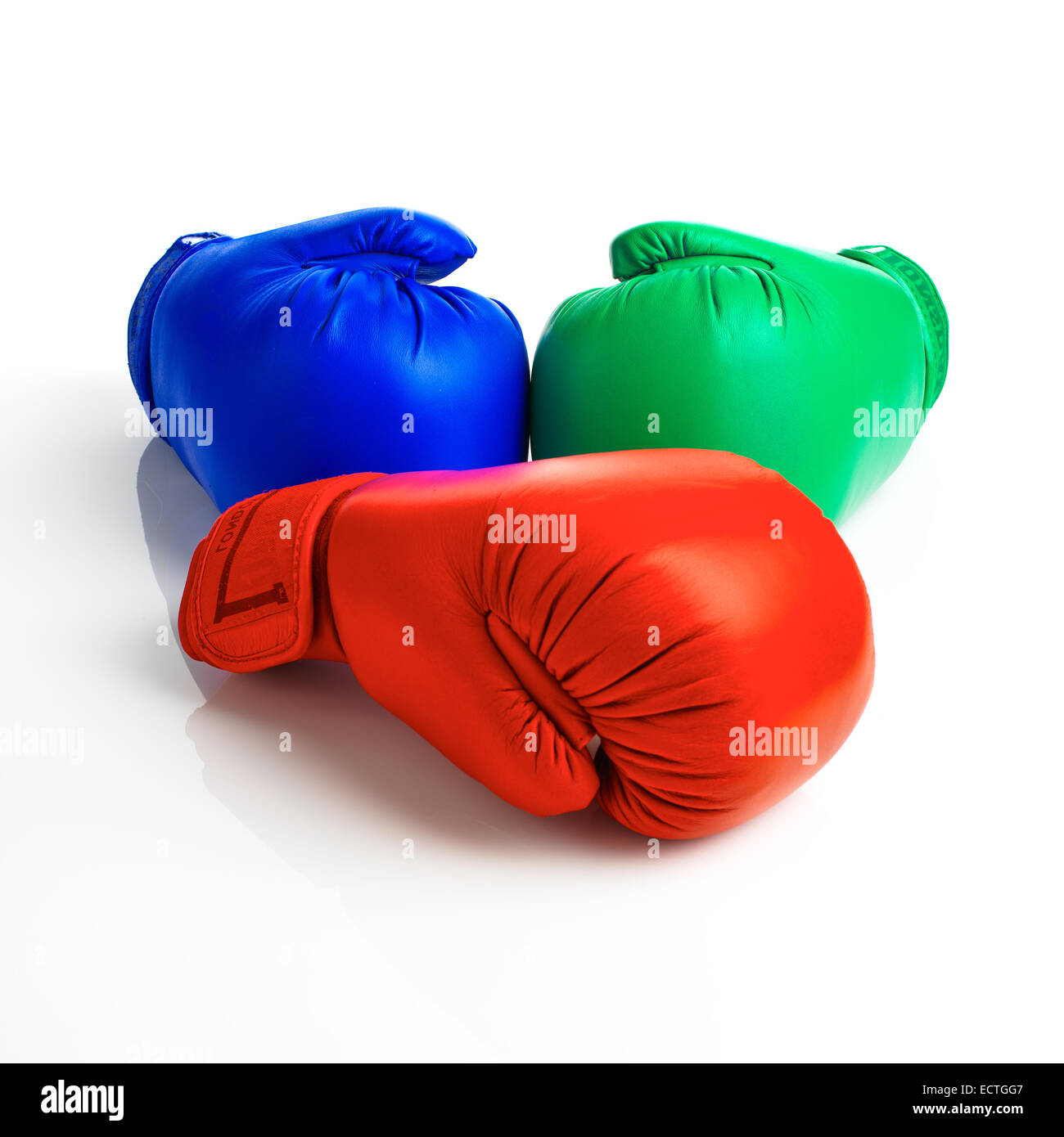 Concept three of a kind boxing gloves Stock Photo - Alamy