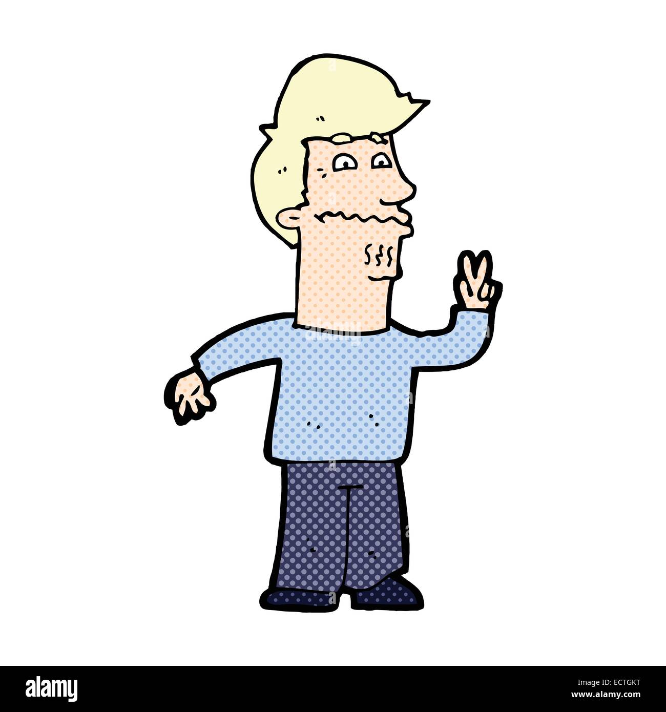 retro comic book style cartoon man giving peace sign Stock Vector Image ...