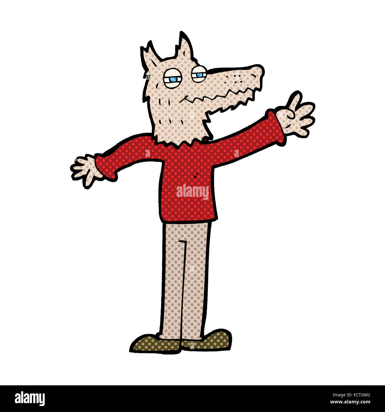 retro comic book style cartoon waving wolf Stock Vector Image & Art - Alamy