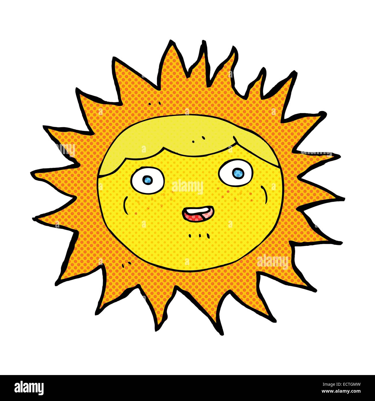 sun retro comic book style cartoon character Stock Vector Image & Art ...