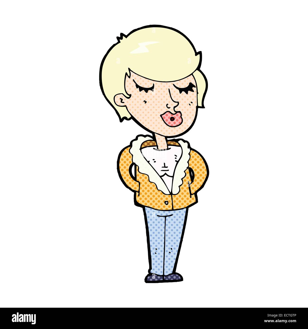 retro comic book style cartoon cool relaxed woman Stock Vector Image ...