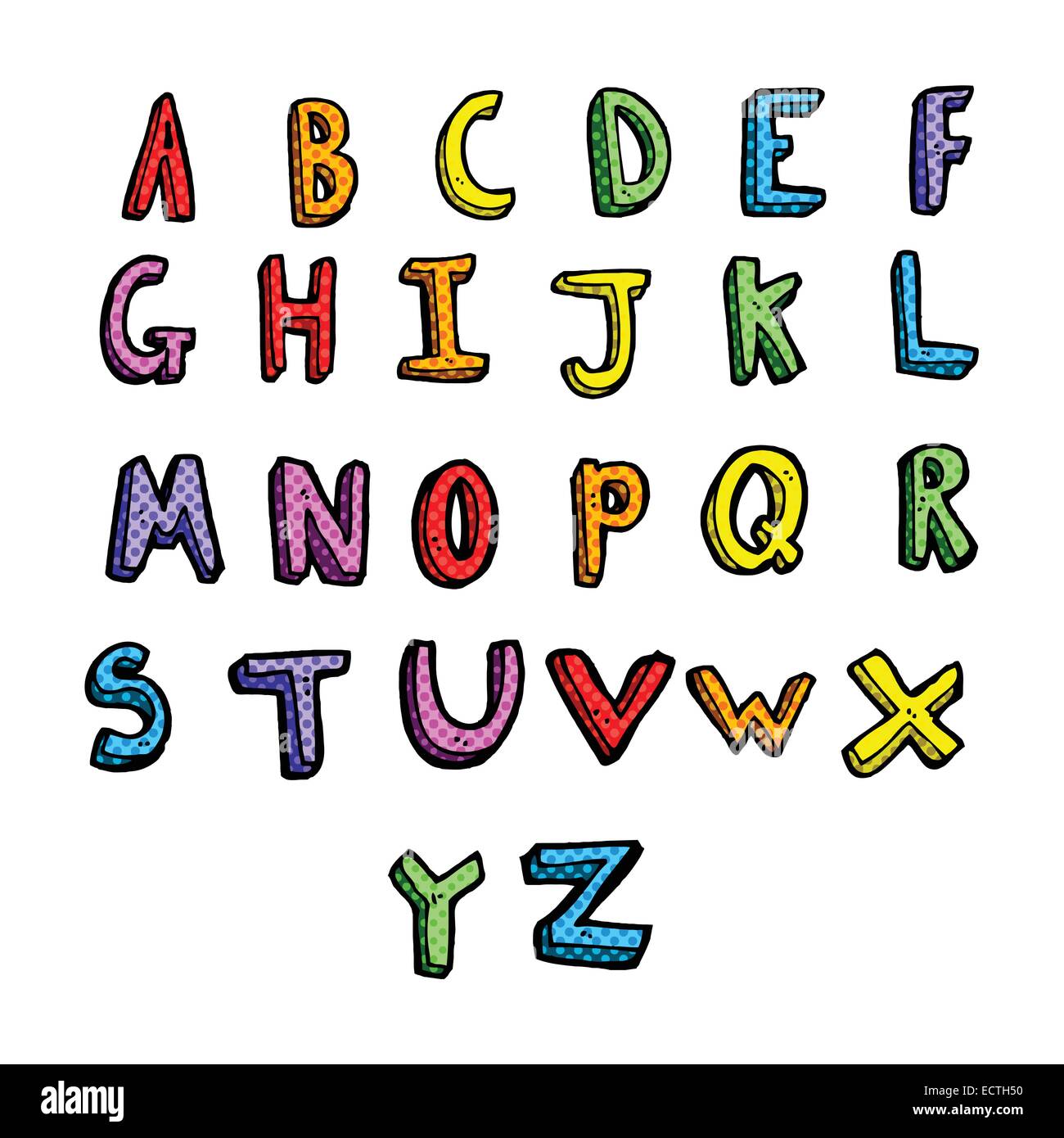retro comic book style cartoon alphabet Stock Vector Image & Art - Alamy