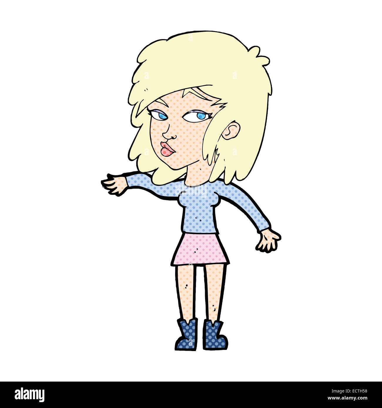 retro comic book style cartoon woman playing it cool Stock Vector Image ...