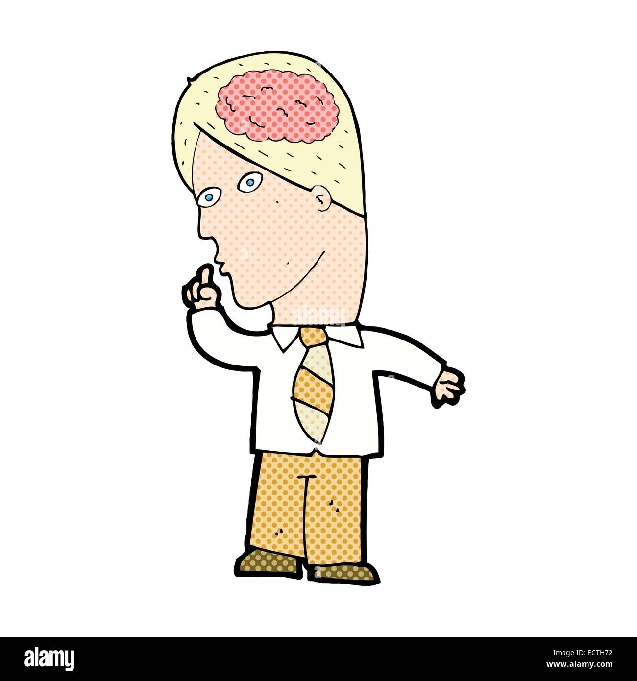 retro comic book style cartoon businessman with huge brain Stock Vector ...