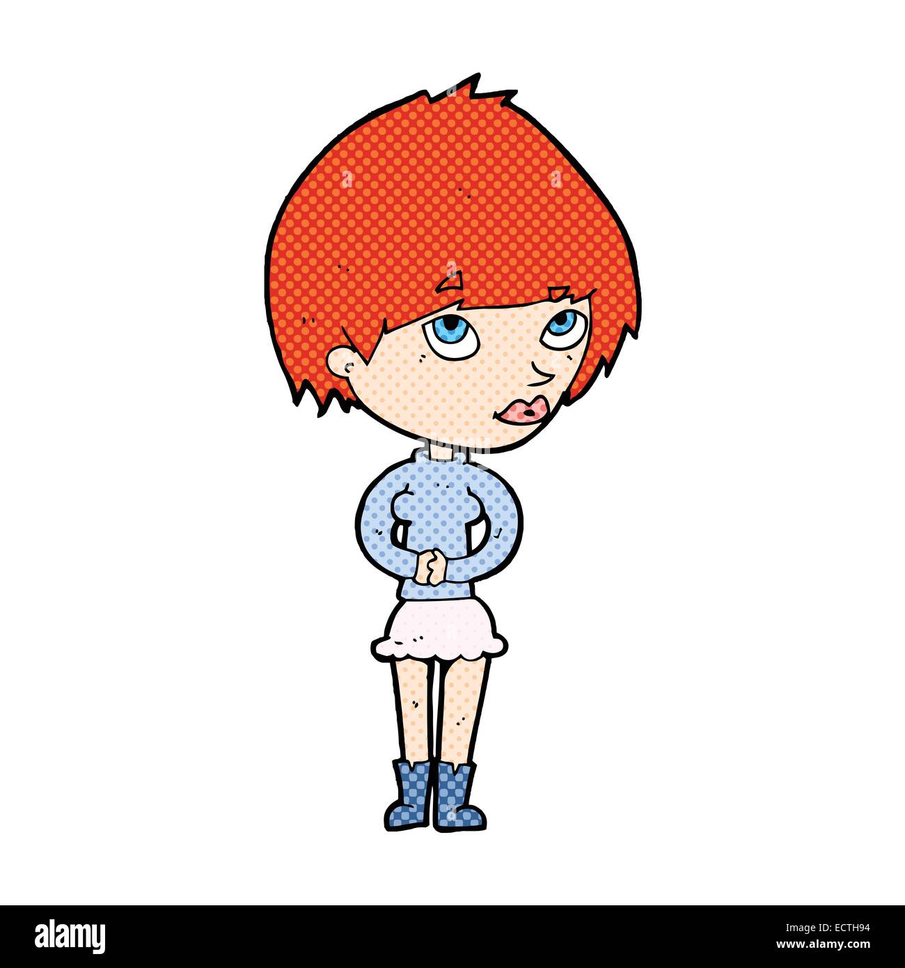 retro comic book style cartoon nervous woman Stock Vector Image & Art ...