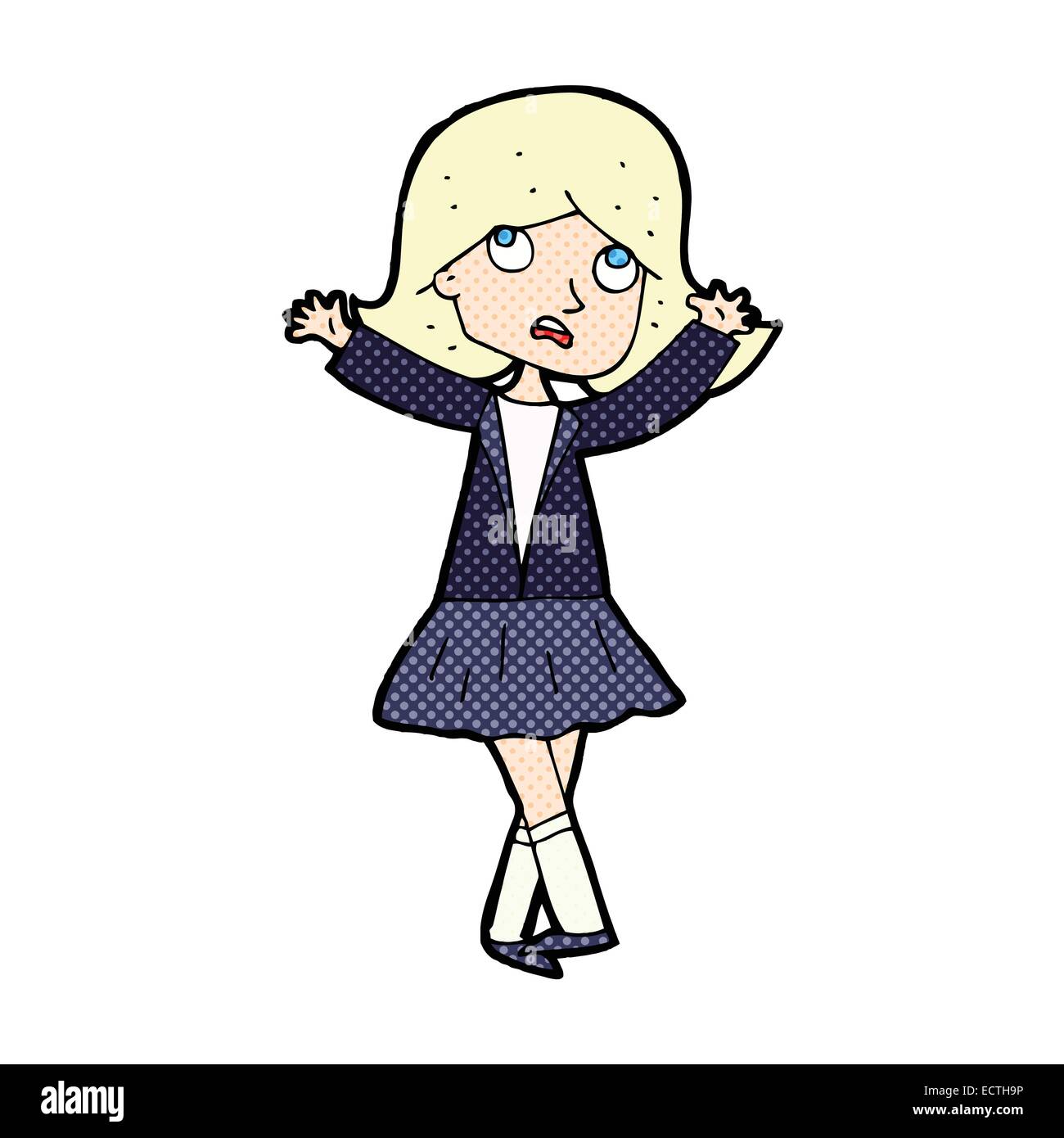 retro comic book style cartoon unhappy girl Stock Vector Image & Art ...