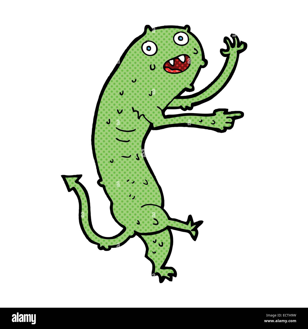retro comic book style cartoon gross little monster Stock Vector Image ...