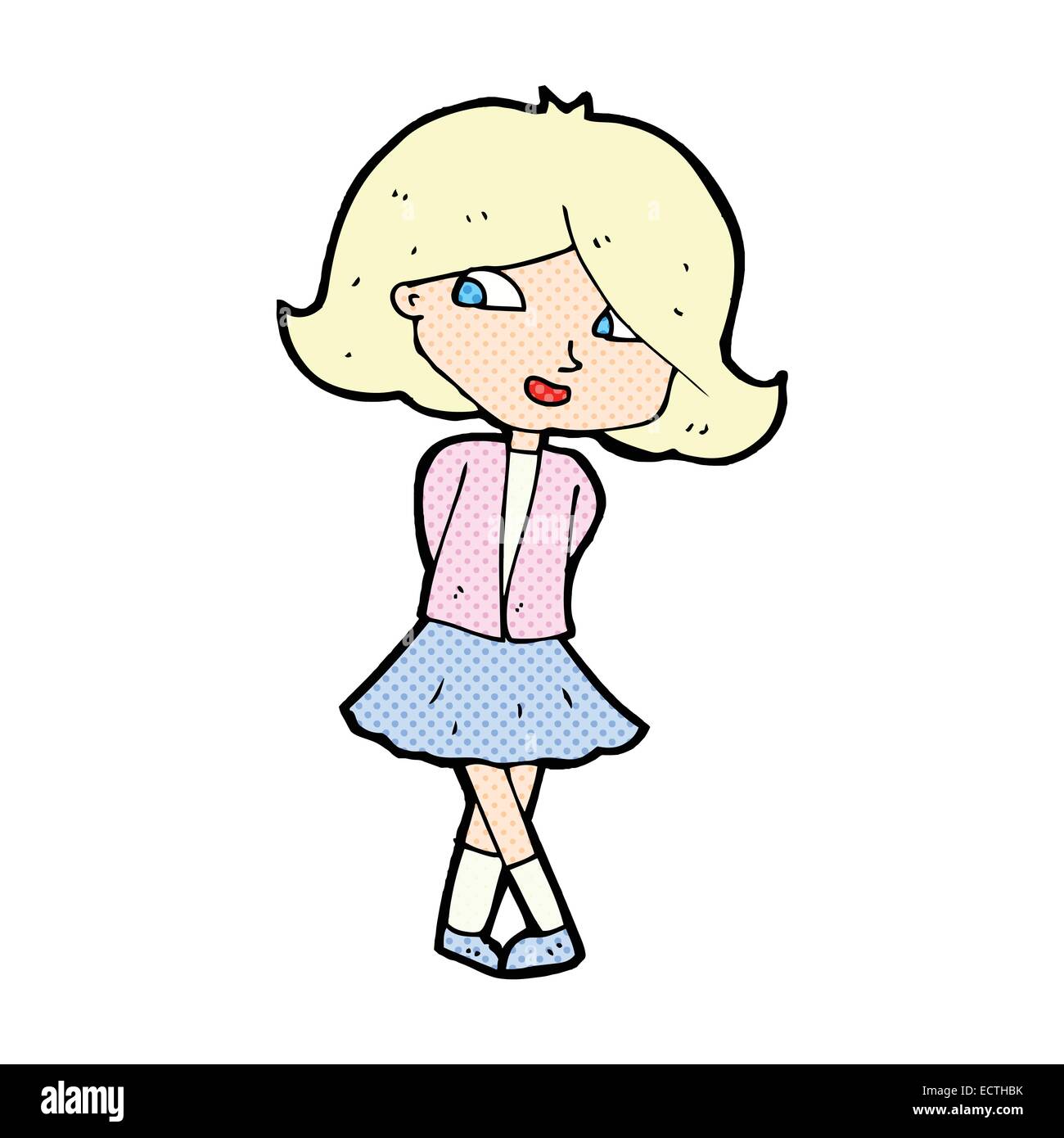 retro comic book style cartoon happy girl Stock Vector Image & Art - Alamy
