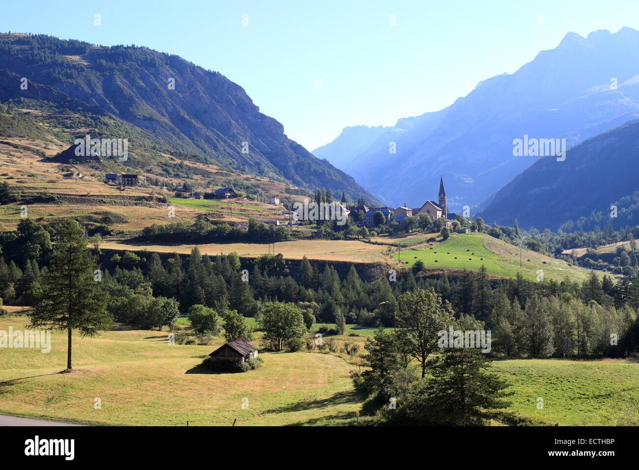 Village of Saint Paul sur Ubaye in the Valley de l'Ubaye, Alpes de ...