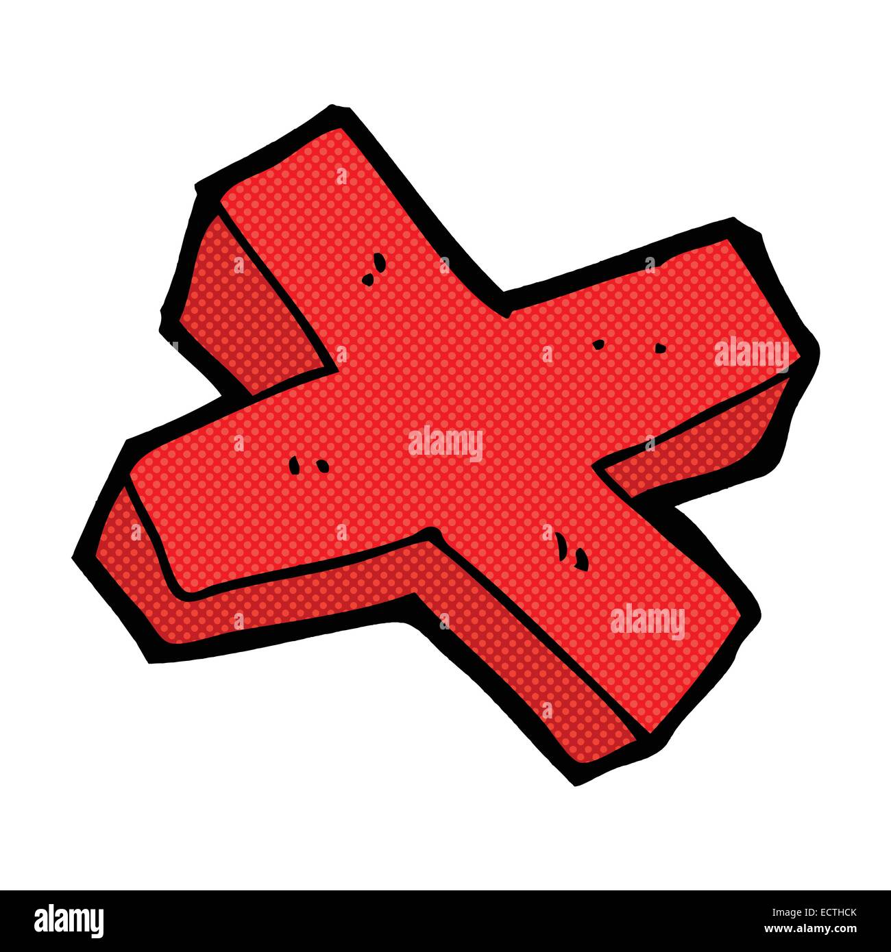 retro comic book style cartoon negative cross symbol Stock Vector Image ...