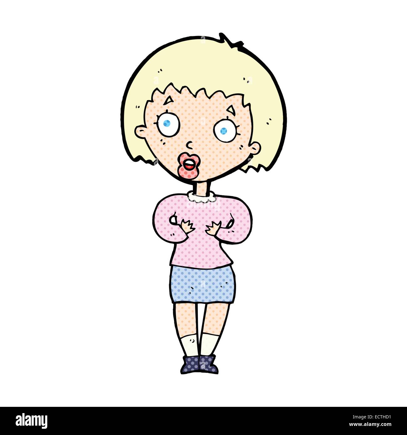 retro comic book style cartoon woman making Who Me? gesture Stock ...