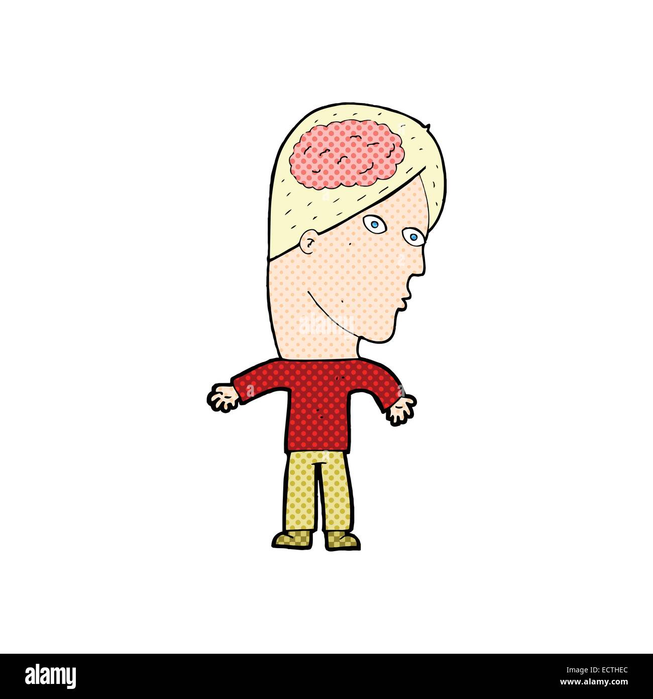 retro comic book style cartoon man with brain symbol Stock Vector Image ...