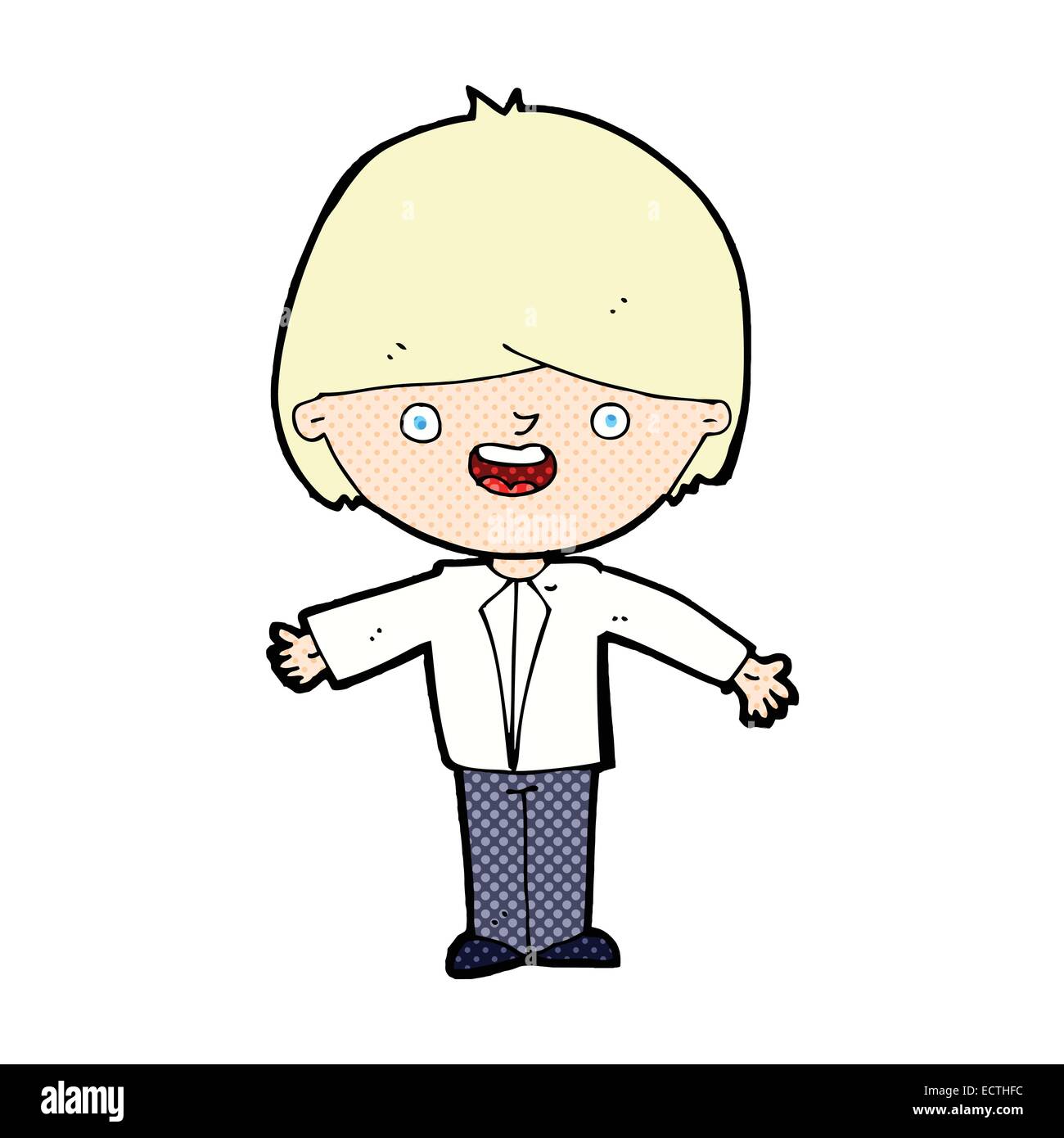 retro comic book style cartoon happy boy with open arms Stock Vector ...