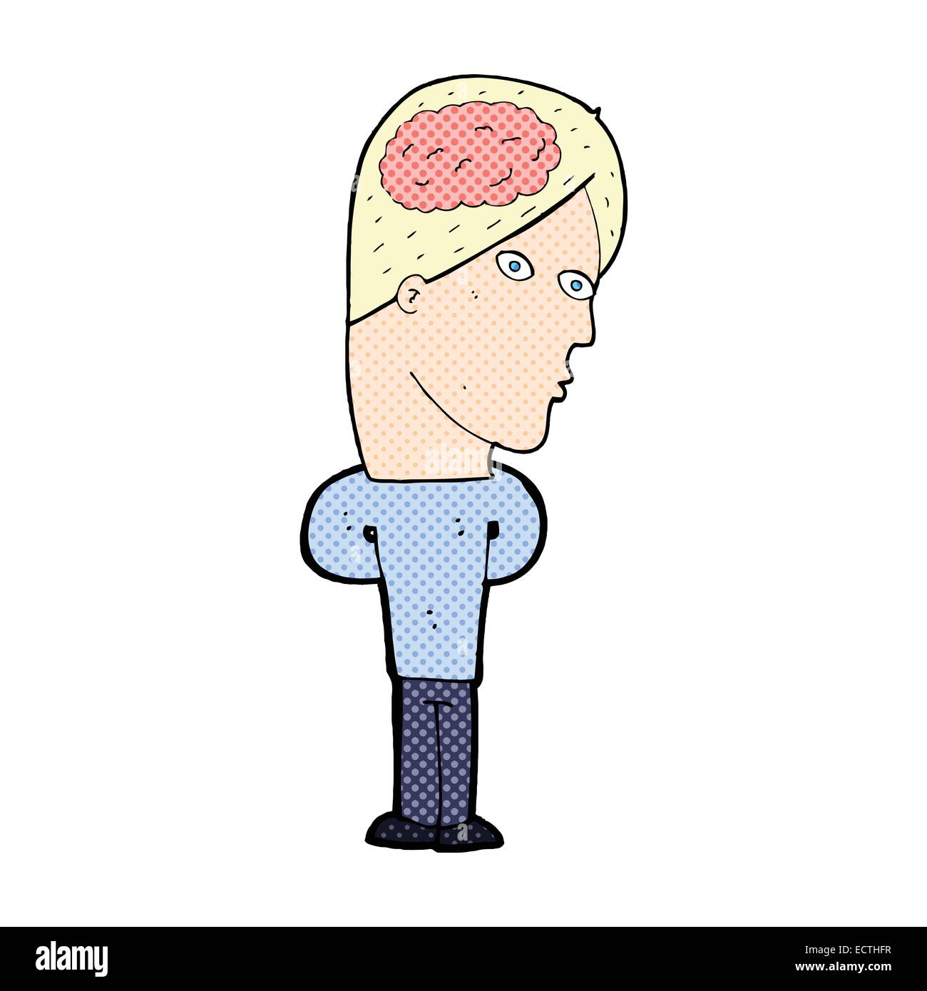 retro comic book style cartoon man with big brain Stock Vector Image ...