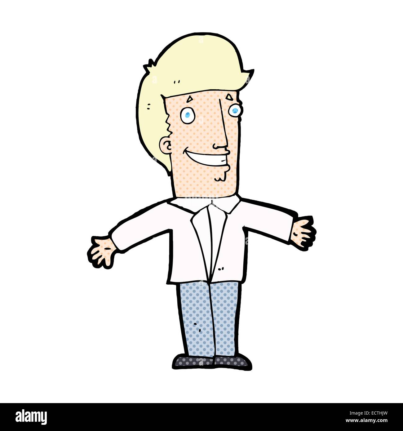retro comic book style cartoon grinning man with open arms Stock Vector ...