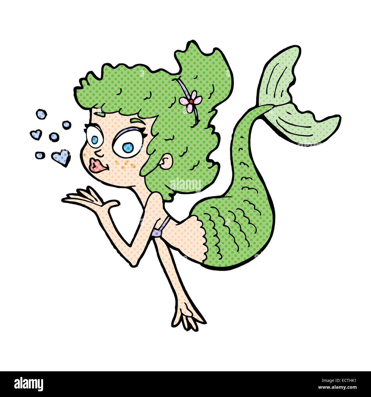 retro comic book style cartoon pretty mermaid Stock Vector Image & Art ...
