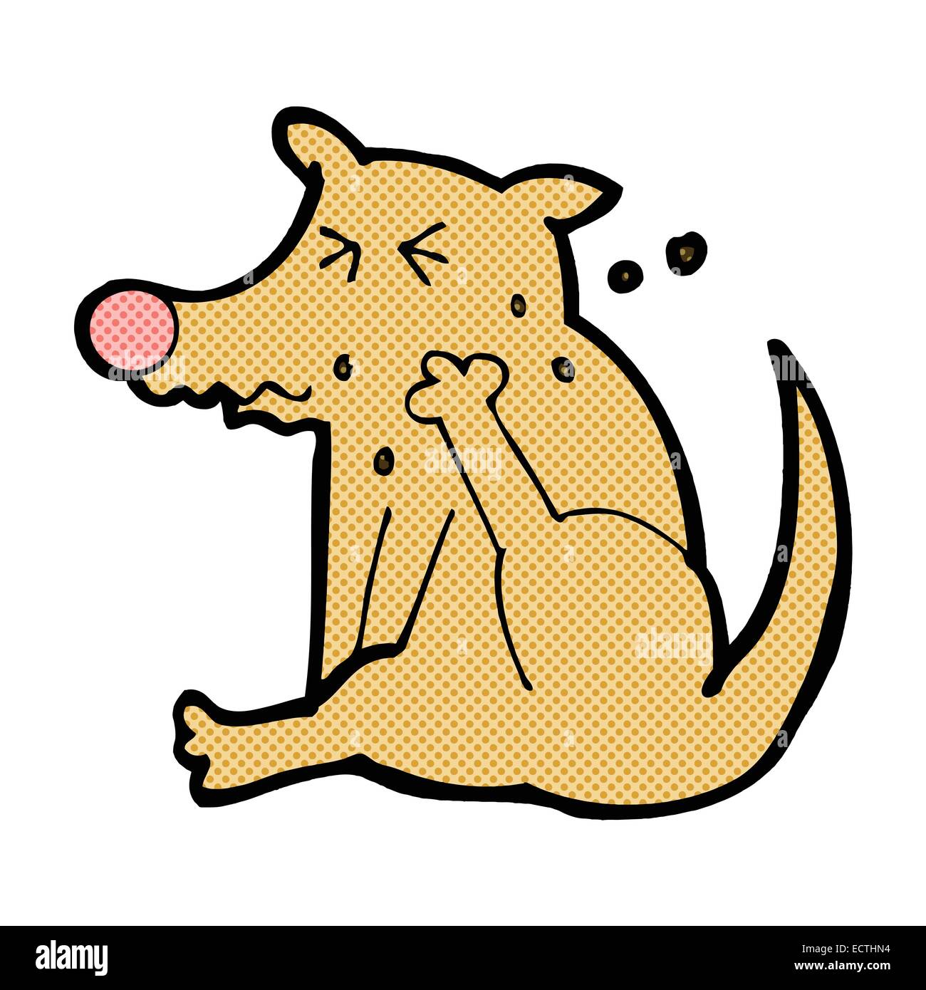 retro comic book style cartoon dog scratching Stock Vector Image & Art ...