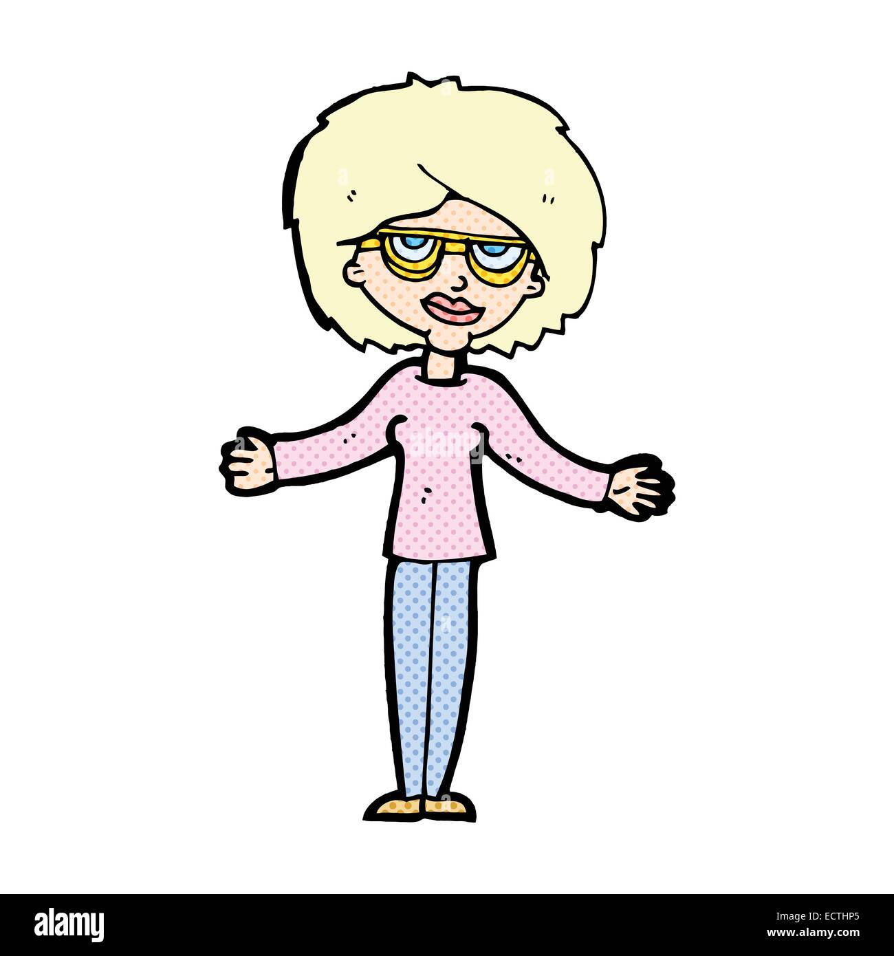 retro comic book style cartoon woman wearing spectacles Stock Vector ...