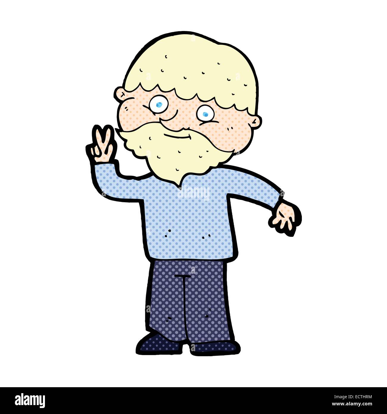 retro comic book style cartoon man giving peace sign Stock Vector Image ...