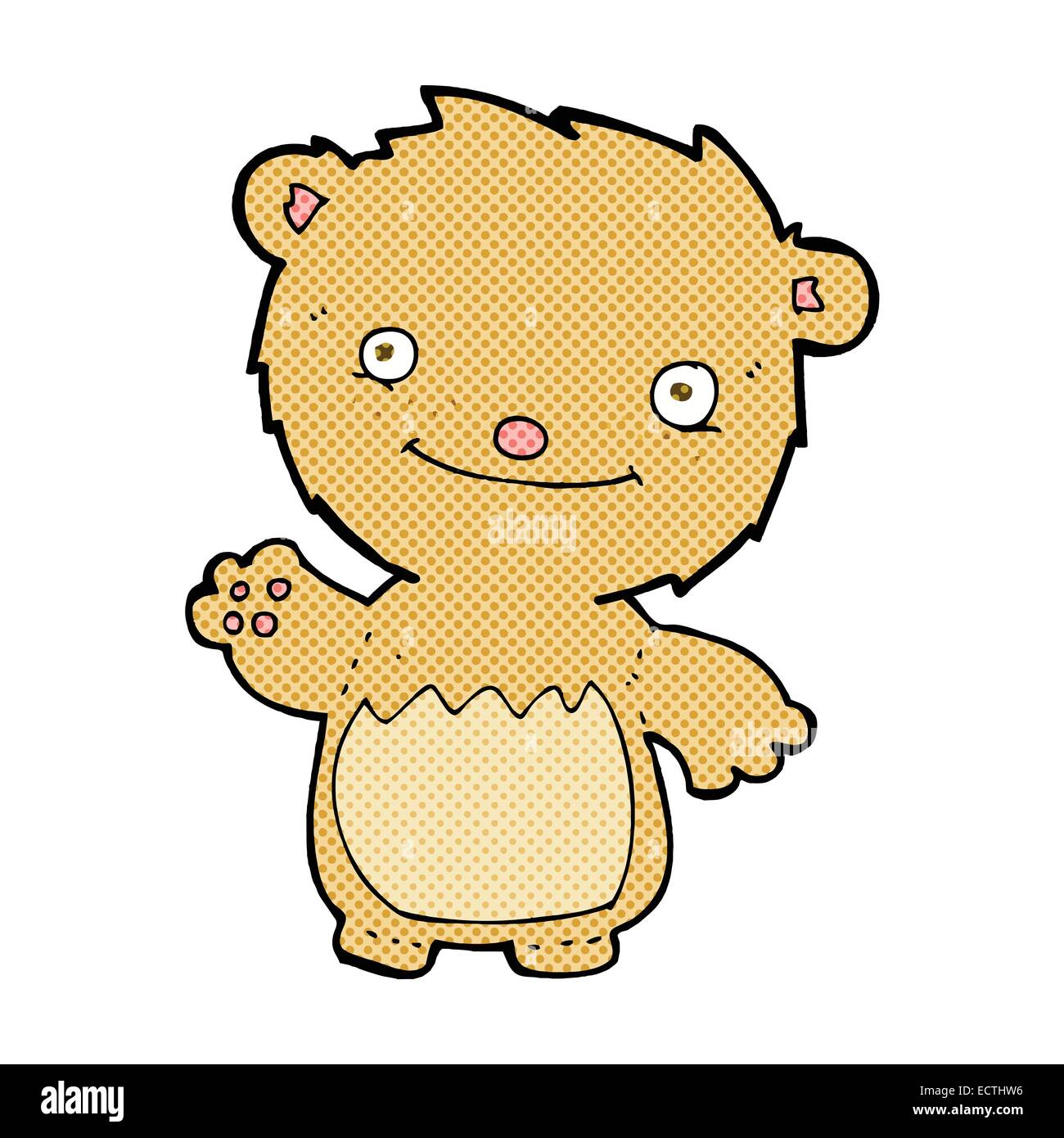 retro comic book style cartoon waving teddy bear Stock Vector Image ...