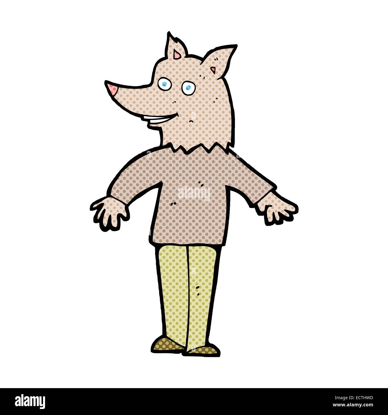 retro comic book style cartoon happy werewolf Stock Vector Image & Art ...