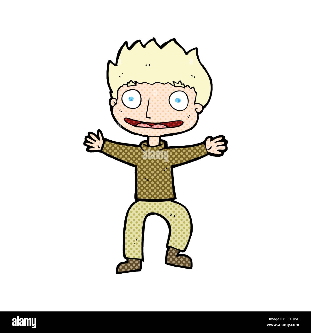 retro comic book style cartoon grinning boy Stock Vector Image & Art ...