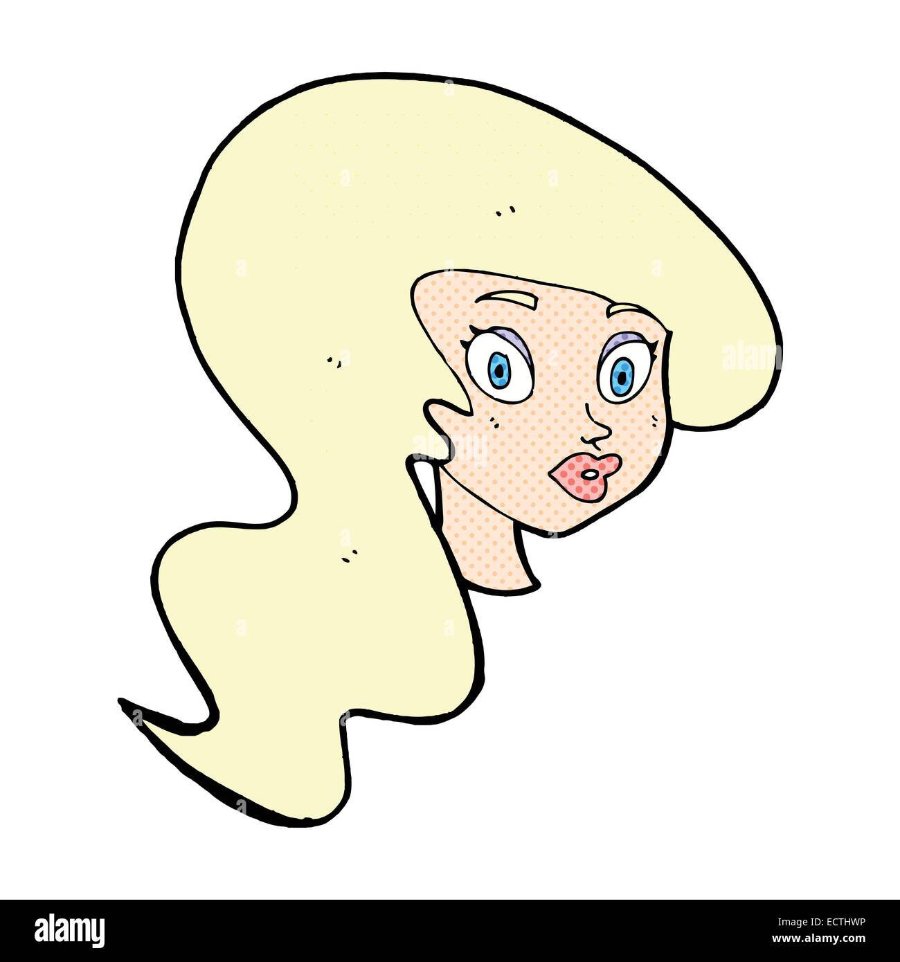 retro comic book style cartoon pretty female face Stock Vector Image ...