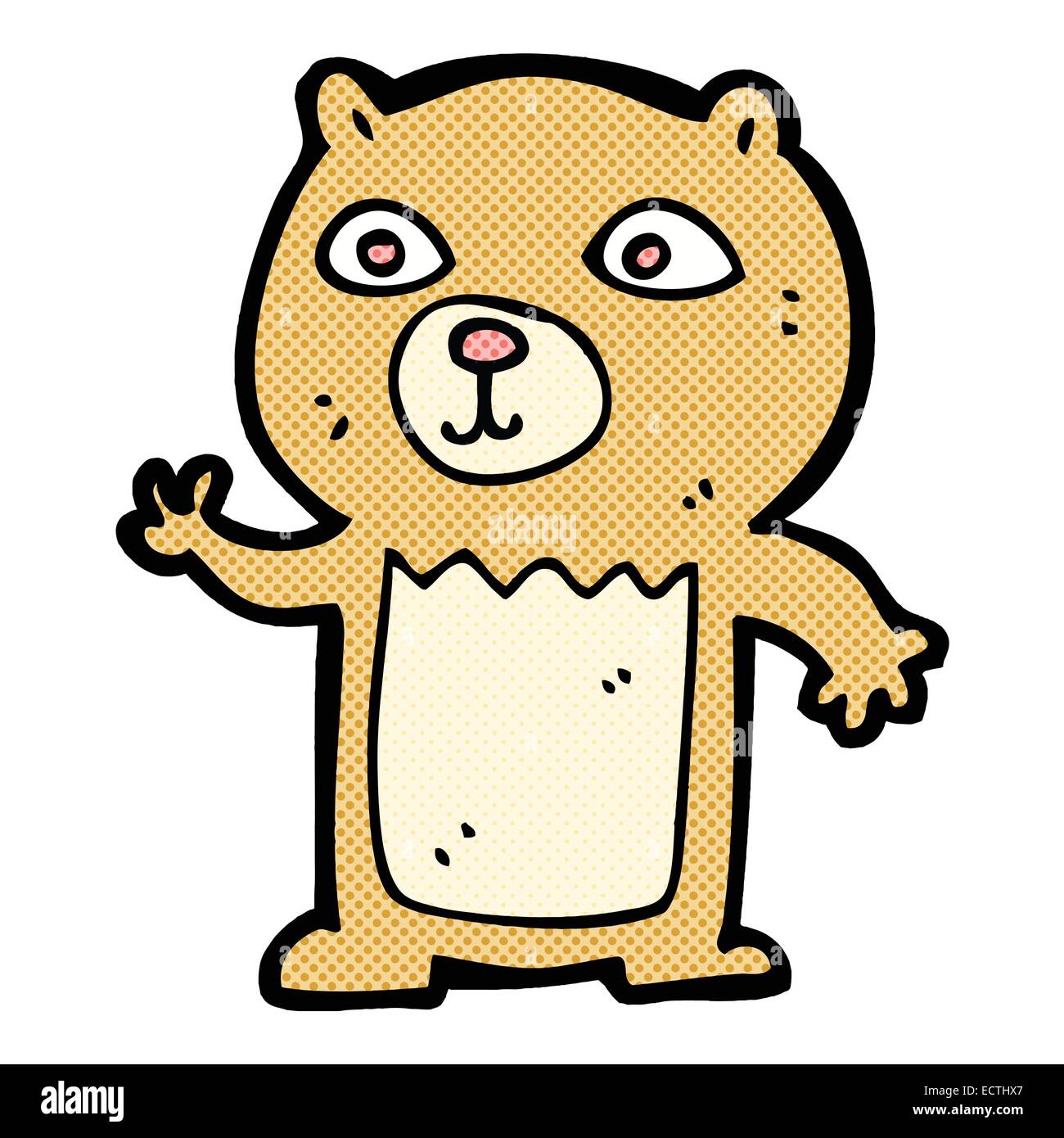 retro comic book style cartoon waving teddy bear Stock Vector Image ...