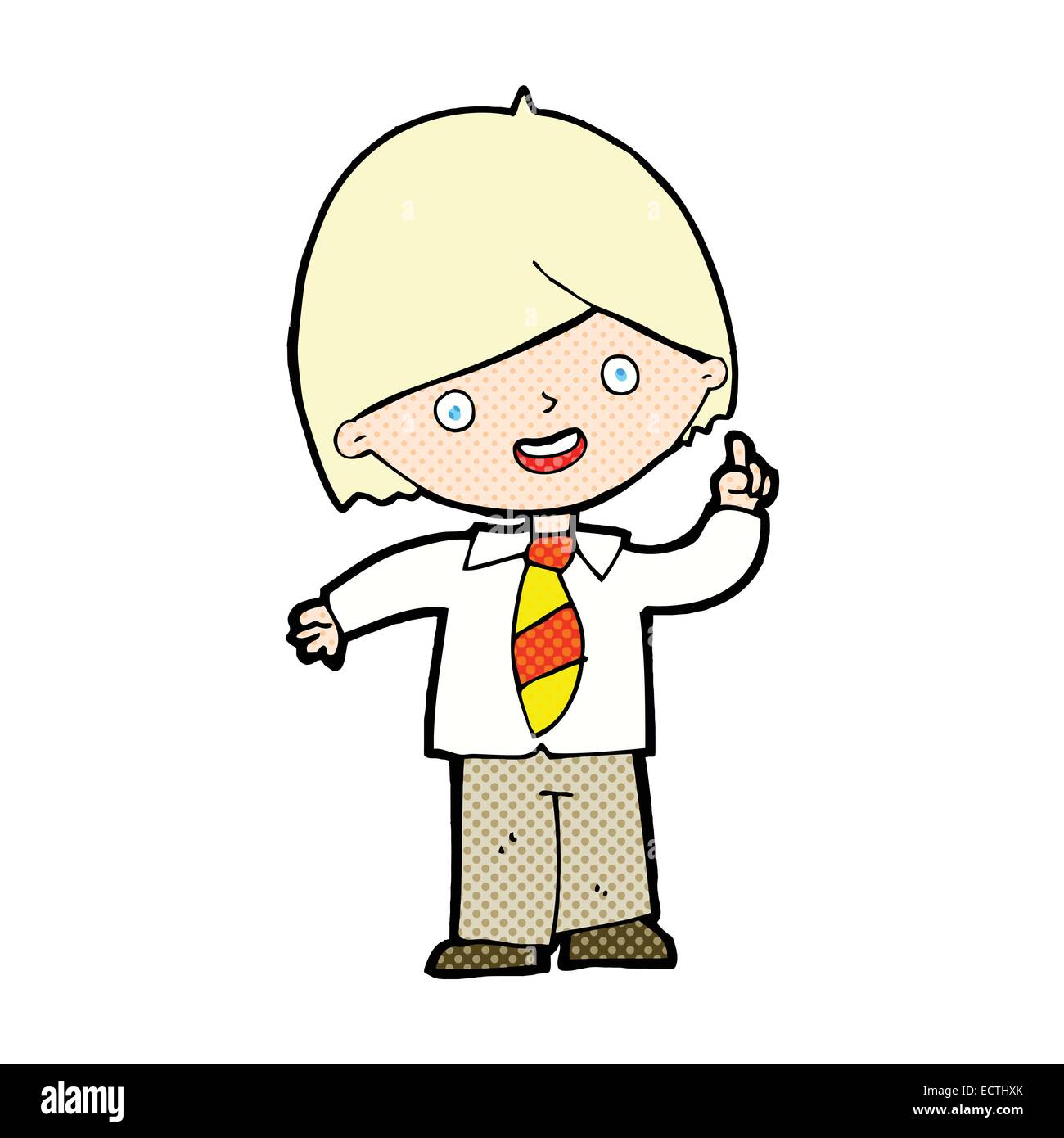 retro comic book style cartoon school boy answering question Stock ...