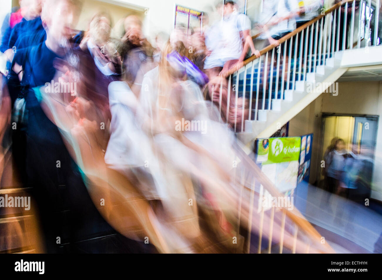Secondary education wales UK - blurred image of school children pupils ...