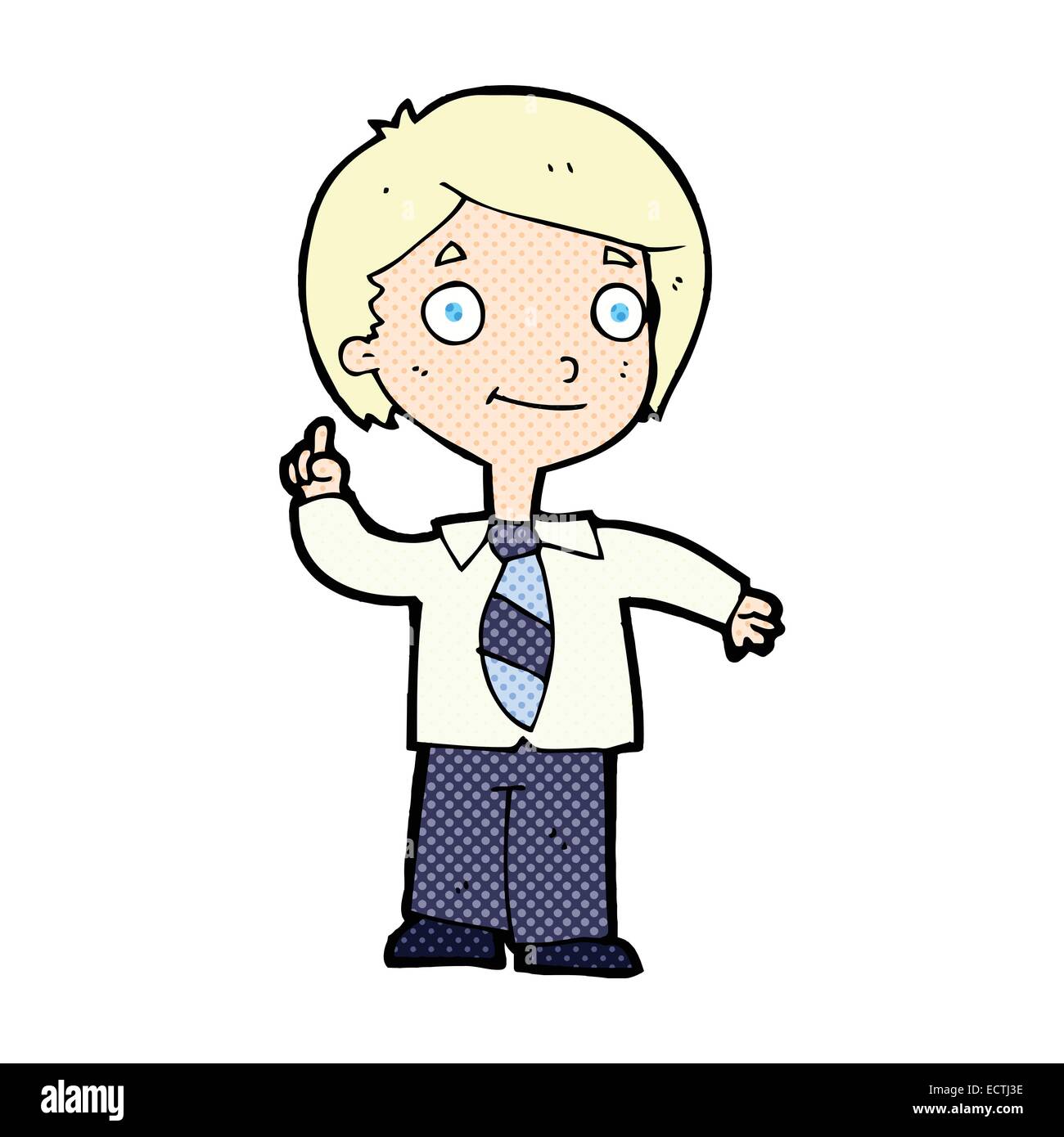 retro comic book style cartoon school boy answering question Stock ...